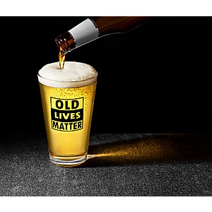 Old Lives Matter Beer Glass - Gag Gifts for Men - Funny Gifts for Grandpa - Unique 65 Birthday Gifts for Men - Retirement Gifts for Dad - Novelty Old Man Gifts - Senior Citizen Gifts for Older People