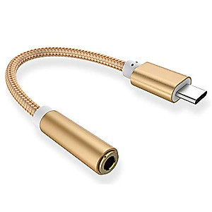 MOHALIKO Headphone Adapter 3.5 mm, USB Type C to 3.5mm Female Headphone, Braided Type-C Male to 3.5mm Female Headphone Jack Adapter Cable Converter Cord for All Kinds of Music Equipment Golden