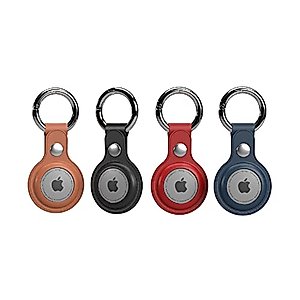 TALK WORKS AirTag Cases 4-Pack - Basic Silicone AirTag Holder Keychain - Protective Cover for Apple AirTags for Luggage Finder, Locating Keys, Pet Collar Tracker, and More - Pink, White, Black, Navy