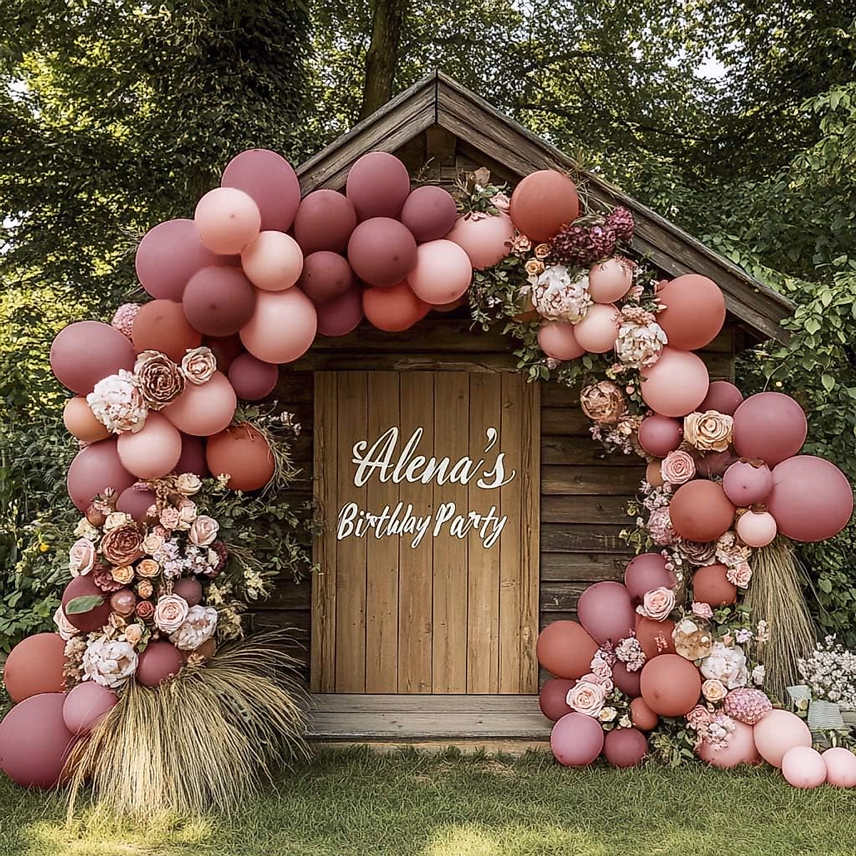 Pink Balloon Garland - Dusty Rose Pink Balloons Mauve Balloon Arch Double Stuffed Balloons For Boho Birthday Baby Shower Bachelorette Bridal Shower Party Decorations