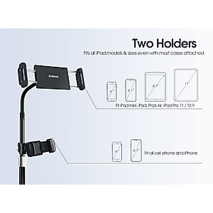 elitehood Tablet Stand Holder, Angle Height Adjustable Phone & Tablet Holder for Desk, Thick Case Friendly iPad Holder Stand Compatible with 4.7-13" iPad, iPad Pro 12.9 Air Mini 4, Tab, Nexus, Kindle