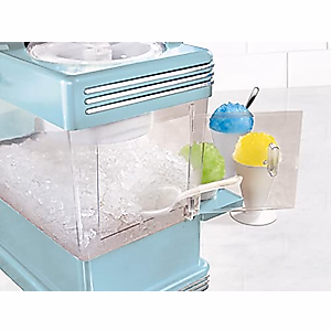 Nostalgia RSM602 Countertop Snow Cone Maker Makes 20 Icy Treats, Includes 2 Reusable Plastic Cups & Ice Scoop, Aqua, 17.3x10.0x13.5