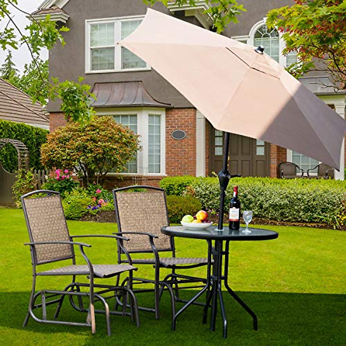 Giantex Outdoor Glider Chair W/Sturdy Metal Frame & Breathable Mesh Fabric, Porch Lounge Swing Rocking Chairs Set of 2 for Lawn, Garden, Porch, Backyard, Poolside, Patio Gliders for Outside