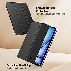 TiMOVO Case for iPad Air 11 Inch M2 Case 2024, iPad Air 6th/5th/4th Generation Case (2024/2022/2020), Strong Magnetic Trifold Stand Cover, Support Apple Pencil Pro/2nd/USB-C - Black