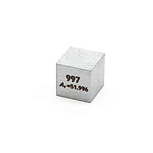 Pure Metal Chromium 10mm Density Cr Cube for Element Collections Lab Experiment Material Hobbies Simple Substance Block Display DIY