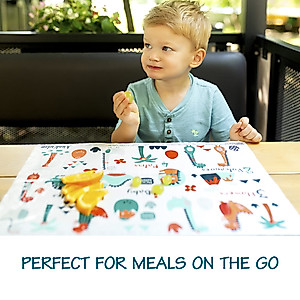 Disposable Placemats for Baby Toddler and Kids Travel Pack 12" x 18" Stick-On 20 Plastic Table Toppers Restaurant Indoor Outdoor Protection Dino Design