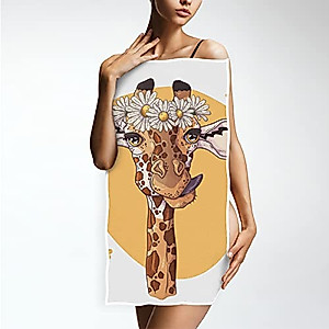 HUSSRITY Funny Giraffe with Daisies Towels Super Soft Hand Towel Highly Absorbent Washcloths Quick Dry Bath Towel 30x15 Inch Durable Lightweight