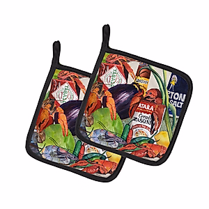 Caroline's Treasures 8540-2PTHD Louisiana Spices Pair of Pot Holders Kitchen Heat Resistant Pot Holders Sets Oven Hot Pads for Cooking Baking BBQ, 7 1/2 x 7 1/2