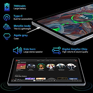 2024 Newest Android 12 Tablet, 10.4 inch Tablet, 16GB+128GB Tablet with 1TB Expand, Octa Core Processor Android Tablets, 2000 * 1200 FHD, 2.4G/5G WiFi 6, 7000mAh, BT 5.0, 5MP+13MP Dual Camera,Games