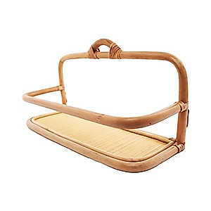 T'Furni Rattan Wall Shelf for Living Room Kitchen Wall Decor - Natural Rattan Floating Shelves - Rectangle Shelf Wall Decor - Natural Hanging Book - Wall Shelves with Storage - A2