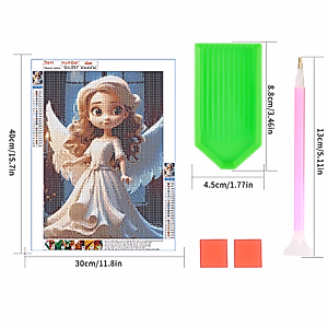 Xujinsongg 5D Diamond Painting Kit, Digital Painting Kit - DIY Cartoon Theme Full Rhinestone Art Picture, Craft Supplies for and Adults, Perfect Home Wall Decor Gift - 12 * 16 in (Holy Angels)