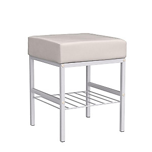 Cpintltr Multifunctional Vanity Stools Velvet Footstool Ottoman Shoe Changing Stool Makeup Stool Storage Stool Footrest Vanity Stool Small Footstool Pouf Ottoman Ottoman Stool for Makeup Room Cream