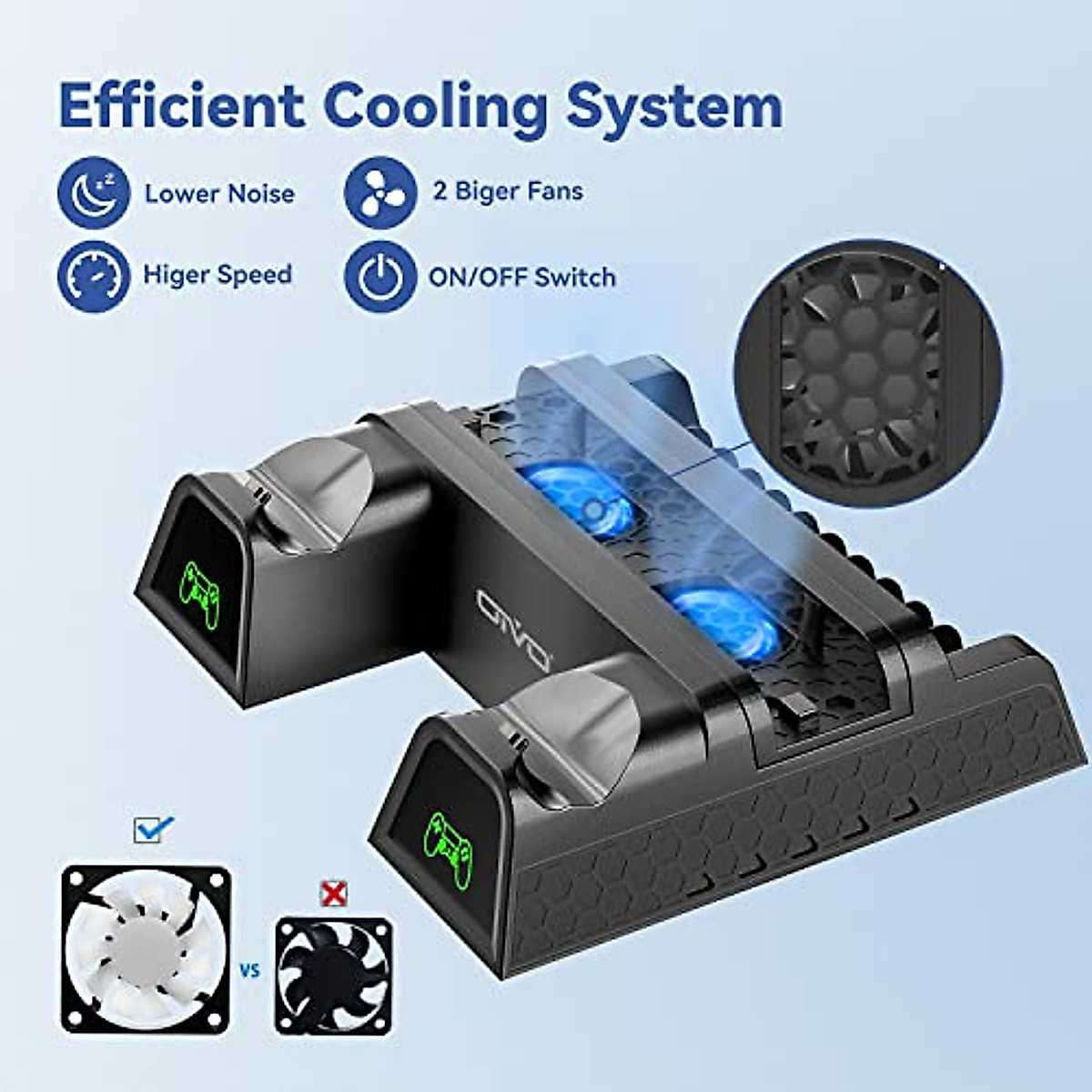 OIVO PS4 Stand Cooling Fan Station for Playstation 4/PS4 Slim/PS4 Pro, PS4 Pro Vertical Stand with Dual Controller EXT Port Charger Dock Station and 12 Game Slots