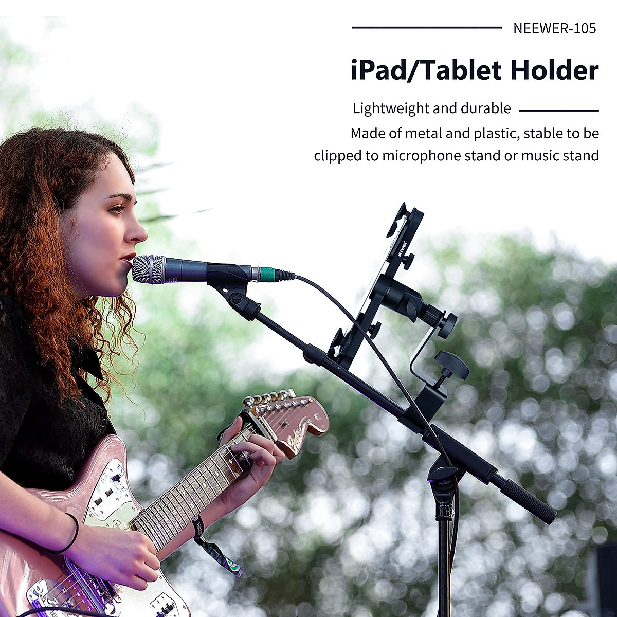Neewer 6-11 inches Adjustable Music Mic Microphone Stand Tablet Mount with 360 Degree Swivel Holder for Apple iPad Pro Air Mini Google Nexus Samsung Galaxy