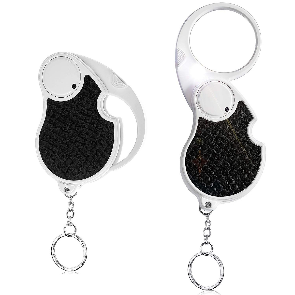 Zonon 5X Pocket Magnifying Glass Handheld with Light, Mini Illuminated Folding Magnifier Lighted Magnifier for Reading, Inspection, Low Vision, Flip Open Lens with Battery Cover?2 Pieces?