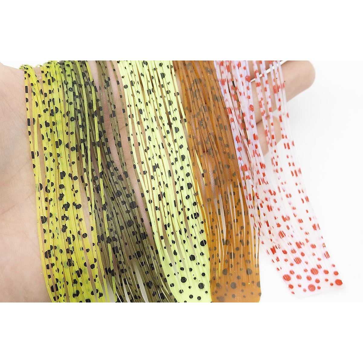 20Pc 10Colours Fishing Jig Lures Mixed Colors DIY Silicone Whole Sheet Skirts for Jig Lures Regular Skirt Colours with Fly Tying Material Free Rubber Band CMB10#