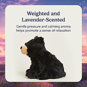warmies Junior Microwavable & Weighted Stuffed Animals, Black Bear - Heated Stuffed Animal Plushie for Warmth & Comfort - Cute Soft Plush Toys for Adults & Children (Boys, Girls, Babies & Toddlers)