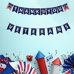 CupaPlay Veterans Day Banners Decorations Thank You Veterans Patriotic Independence Party Supplies Decor Favors Banner