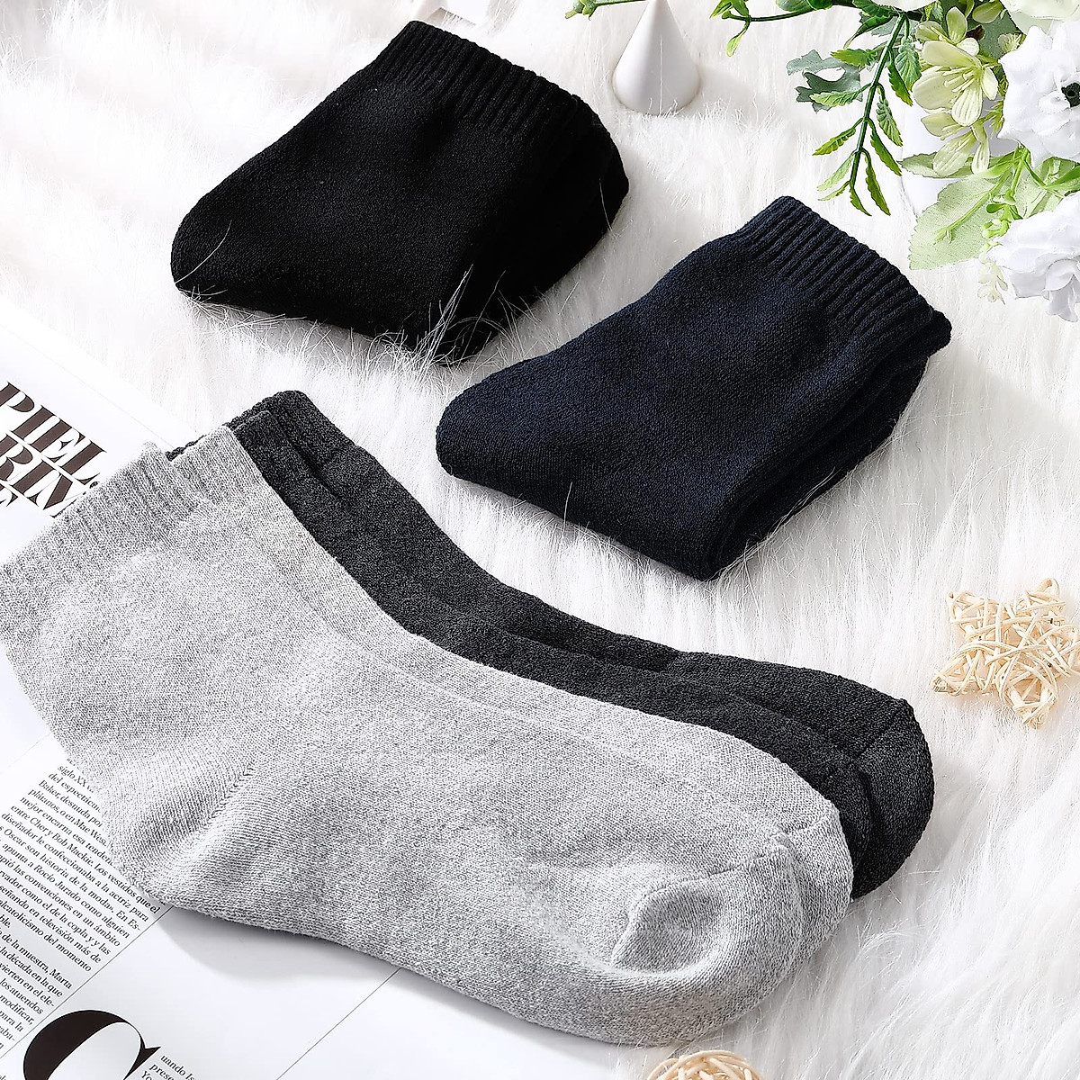 Jecery 60 Pairs Thermal Winter Socks Warm Socks for Men and Women Bulk Winter Socks Cold Weather Boot Sock Bulk Pack Donation Charity Care Bundle Warm Gift (Dark Colors)