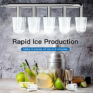 Ice Makers Countertop with Reservation, 28LBs/24H, 9 Ice Cubes Ready in 6 Mins, Self-Cleaning Ice Maker Machine with Basket and Scoop for Home, Kitchen, Camping, RV, Stainless Steel