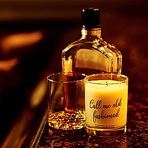 LUNA CANDLE CO. Elegant Fine Bourbon Soy Jar Candle, 11oz. Clear Glass, Low Smoke, Long Burn Up to 110 Hours of Burn Time, Hints of Wood and Vanilla, Made in The USA-Call Me Old Fashioned