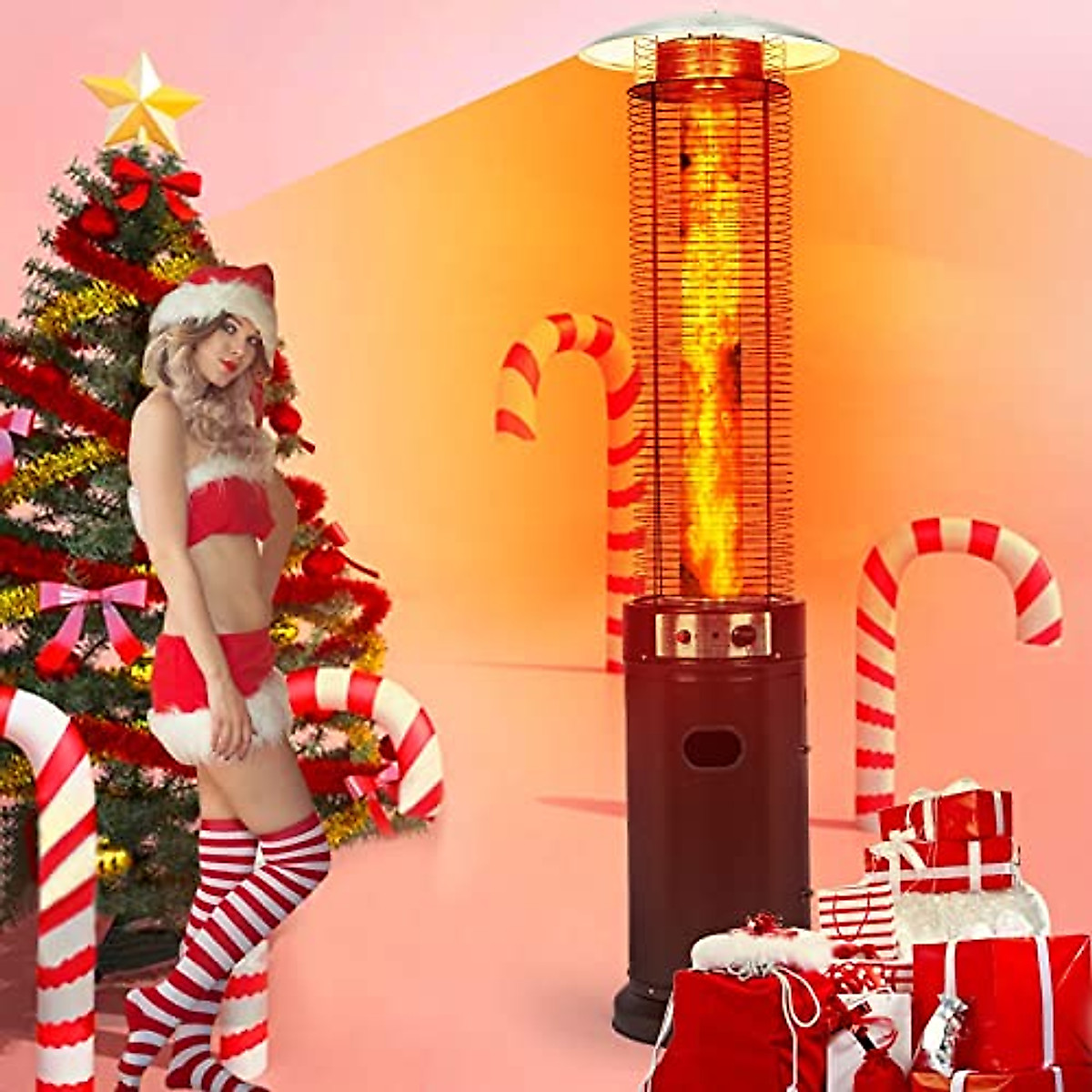 Garden Patio Heater,Outdoor Patio Heater,46000 BTU Propane Based Classic Design With Wheels,Easy Set Up,Commercial & Residential Outdoor Heater Electric Stand
