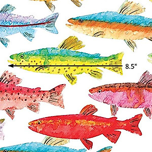 Printed Tissue Paper for Gift Wrapping with Design (Colorful Painted Fish), 24 Large Sheets (20x30)
