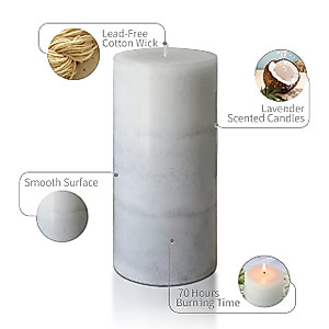 CRYSTAL CLUB White Pillar Candles, Aromatherapy Scented Candles, Set of 3 Tall 3x6 Inch Rustic Grey Candles, Clean Burning and Dripless Candle Lights, Creamy Coconut Scented for Home Décor