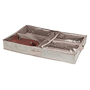 InterDesign Non-Woven Fabric Organizer – 4 Compartments, Taupe/Natural Axis Under Bed Boot Storage Box-Chevron
