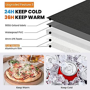 Lunch Bag for Women Men Double Deck Lunch Box, [24H] Insulated Lunch Cooler Bag with Shoulder Strap, Large Heavy Duty Leakproof Adult Lunch Tote Bag LunchBox for Work Beach Picnic Travel (15L, Black)