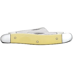 CASE XX WR Pocket Knife Madium Stockman With Synthetic Handle, Carbon Steel CV Blades, Length Closed: 3 5/8 Inches (Yellow Synthetic)