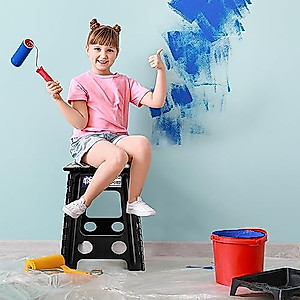 Delxo 17.5 Inch Folding Step Stool, Heavy Duty Foldable Stool for Adults,Premium Portable Collapsible Plastic Step Stool,Non Slip Folding Stools for Kitchen Bathroom Bedroom Up to 400LBS,(Black 1PC)