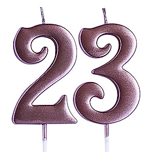 Rose 23rd Birthday Candle, Number 23 Years Old Candles Cake Topper, Boy Or Girl Party Decorations, Supplies