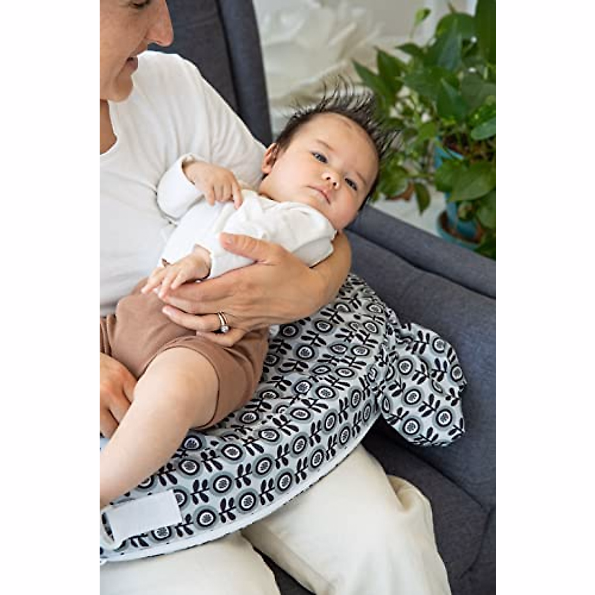 My Brest Friend Original Nursing Pillow Enhanced Ergonomics Essential Breastfeeding Pillow Support For Mom & Baby W/ Convenient Side Pocket, Double Straps & slipcover, Midnight Poppy