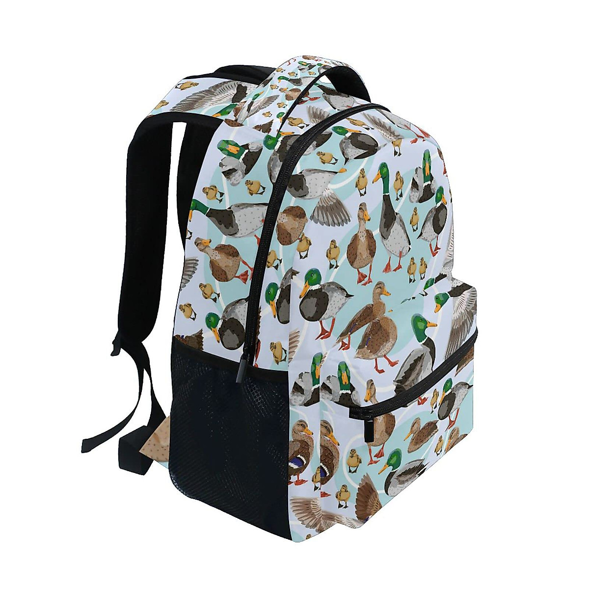 JIPONI Mallard Ducks Pattern Backpack For Girls Boys, Student School Bag Bookbag Travel Laptop Backpack Purse Daypack