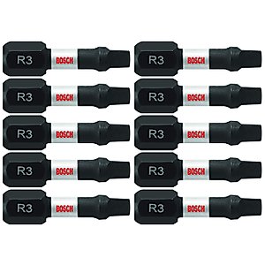 BOSCH ITSQ31B 10-Pack 1 In. Square #3 Impact Tough Screwdriving Insert Bits