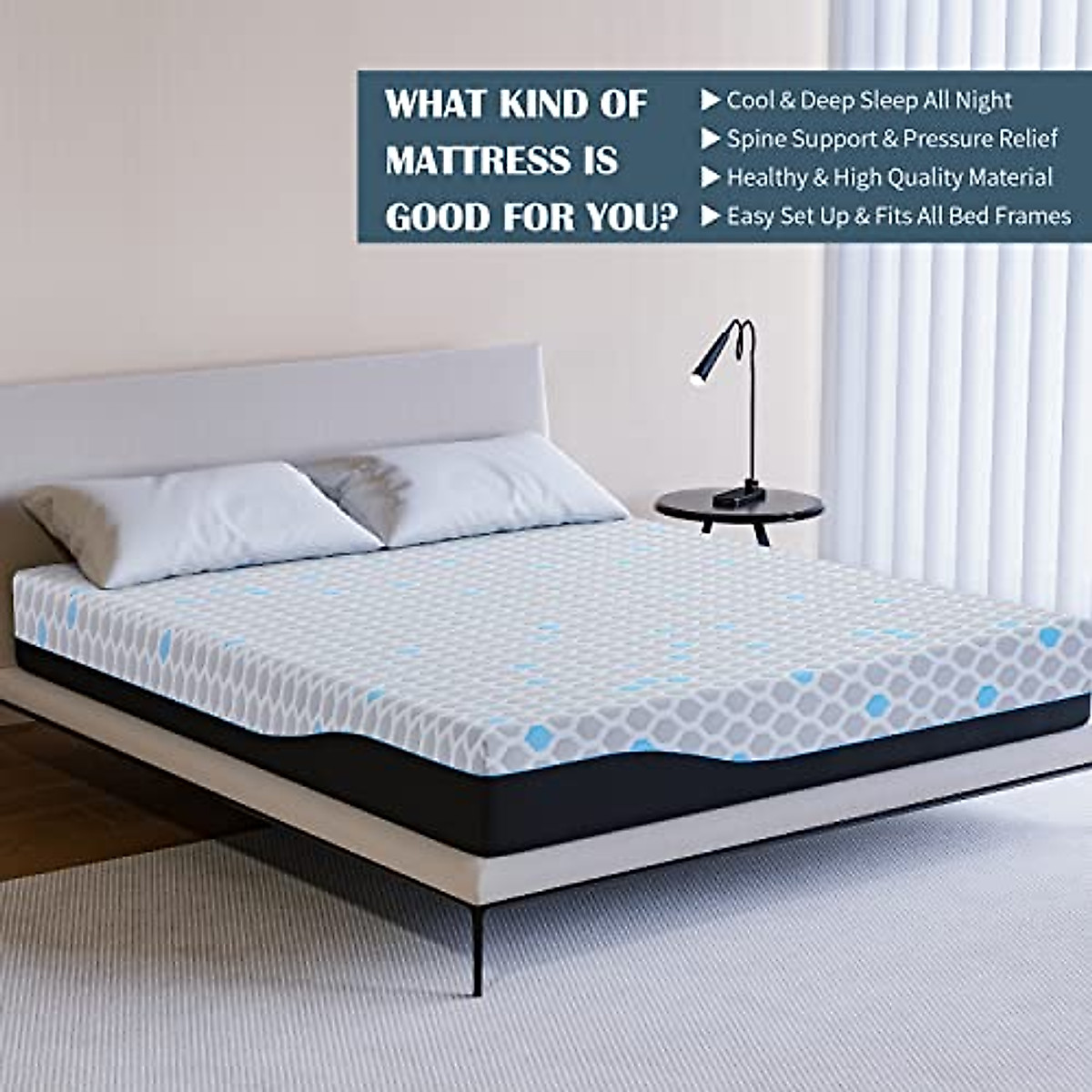 Dyonery Full 10 Inch Mattress, Memory Foam Charcoal Mattress in a Box, Gel Infused Cooling Mattress with Fiberglass Free Cover, Made in USA, CertiPUR-US Certified, 75"×54"×10" Medium