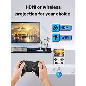RG353V Handheld Game Console Support Dual OS Android 11+ Linux, 5G WiFi 4.2 Bluetooth RK3566 64BIT 64G TF Card 4450 Classic Games 3.5 Inch IPS Screen 3500mAh Battery (Anbernic RG353V White)