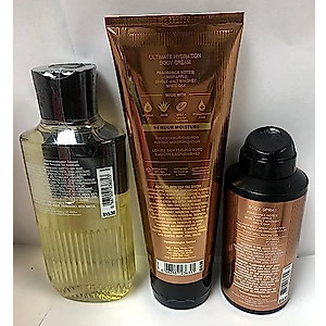 Bath & Body Works - Whiskey Reserve – For Men - 3 pc Bundle - 3-in-1 Hair, Face & Body Wash, Deodorizing Body Spray and Ultimate Hydration Body Cream – 2021