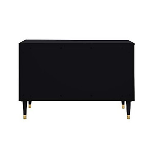Inspired Home Sideboard - Black | Design: Belen | 2 Doors | Brushed Finish Gold Handle and Leg Tip