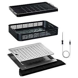 Gourmia 5-in-1 FoodStation Smokeless Grill & Air Fryer with Integrated Temperature Probe - 4.9 Liter Capacity, 44.5 cm Ã— 41.5 cm, Black