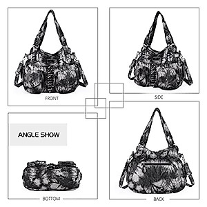 Rose Linda Hobo Bags and Handbags for Women Shoulder Bags Handbag with Multiple Pockets PU Leather Tote Bag