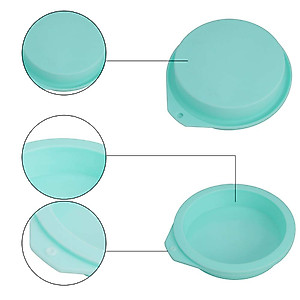 Staruby 6-Pack Silicone Cake Molds 4 Inch Round Silicone Cake Pans Green Baking Pan Set Silicone Baking Mold DIY Rainbow Cakes and Round Resin Coaster Molds, 0.8 Inch Deep (Green)