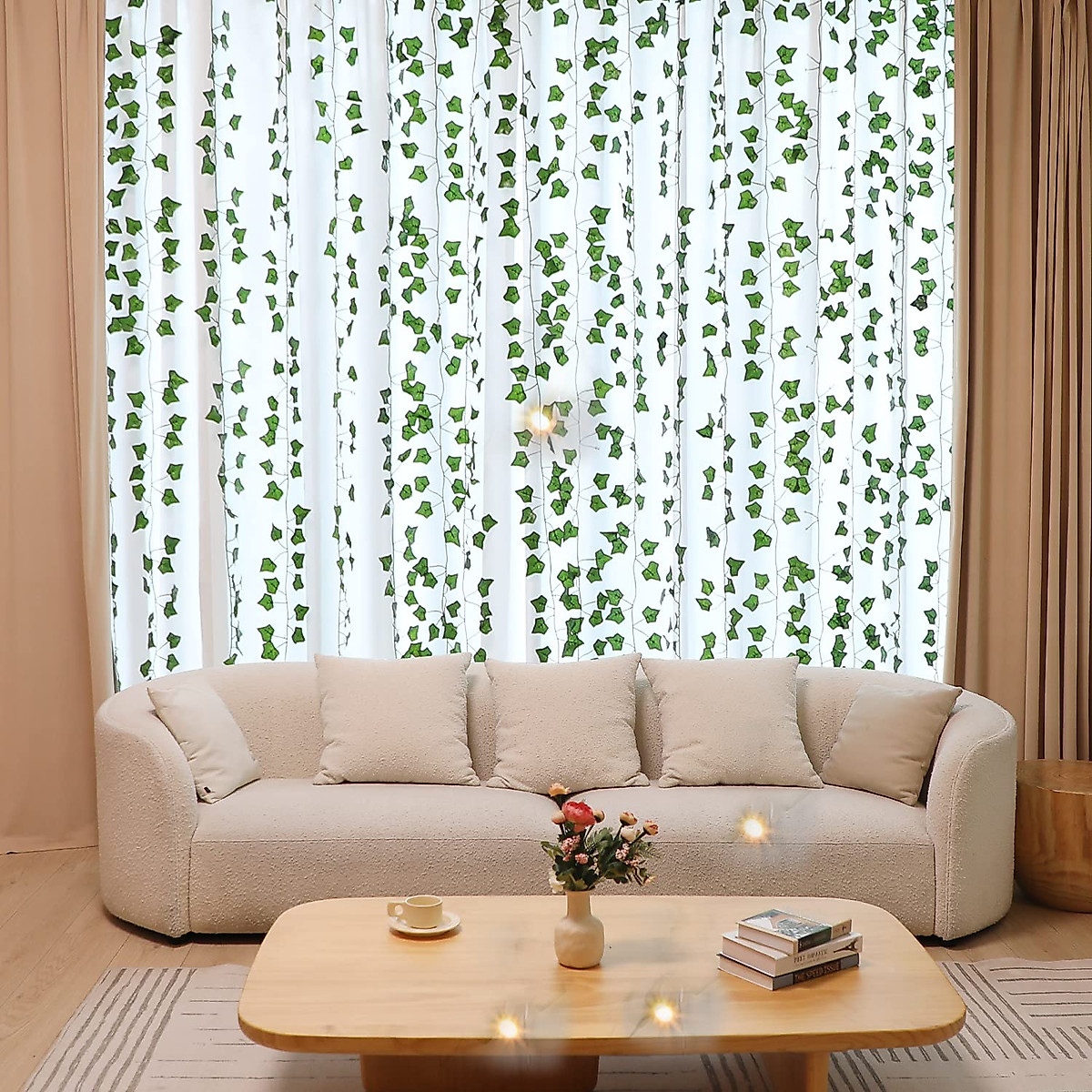 BLEUM CADE 6 Strands 42Ft Fake Vines for Bedroom with Fake Leaves, Hanging Artificial Greenery Garland Ivy Vines Fake Plants for St Patricks Day Christmas Wall Room Decor Aesthetic