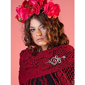 BBTO Celtic Shawl Pin 3 Pcs Crossed Knots Budding Spiral Crocheted Scarf Pin Cloak Pin Sweater Brooch for Women Knitter Handmade Cape(Silver)