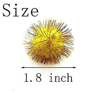 MYYZMY 24 Pcs Cat Balls Toys, 1.8 Inch Sparkle Balls, Tinsel Glitter Pom Pom Balls Cat's Favorite Toys, Random Color