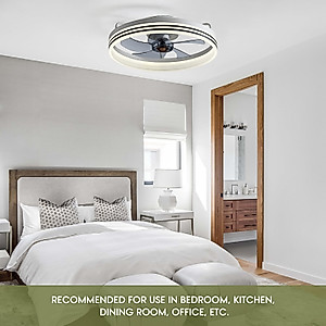 LUDOMIDE Ceiling Fans with Lights, Flush Mount Ceiling Fan with Lights and Remote, 6 Wind Speeds Smart Low Profile Ceiling Fan for Bedroom, Dining Room and Kitchen 20" (White)