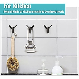 Exxacttorch 2 Pack Bull Horn Wall Mounted Hat Towel Bag Hanger, Traceless Decorative Art Coat Hooks, Solid Zinc Alloy Wall Hooks Double Prong Holder for Keys, Umbrella, Matte Black