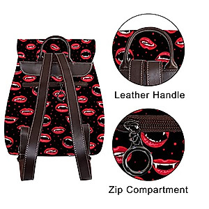Backpack Purse for Women Vampire Mouth Fashion Travel Backpack Leather Rucksack Shoulder Bag for School Work