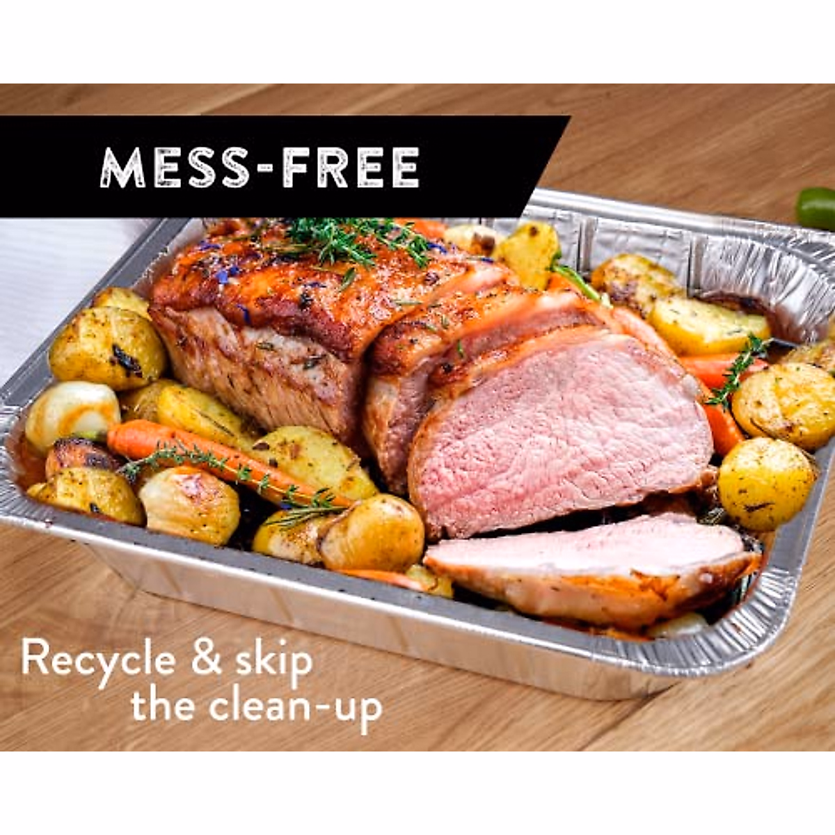 Aluminum Pans 9x13 (30-Pack) - EXTRA HEAVY DUTY - Durable Deep Half-Size Disposable Foil Tins for Grilling, Baking, Cooking, Roasting, Freezing, Serving Food & Lining Steam-Table Trays/Chafers